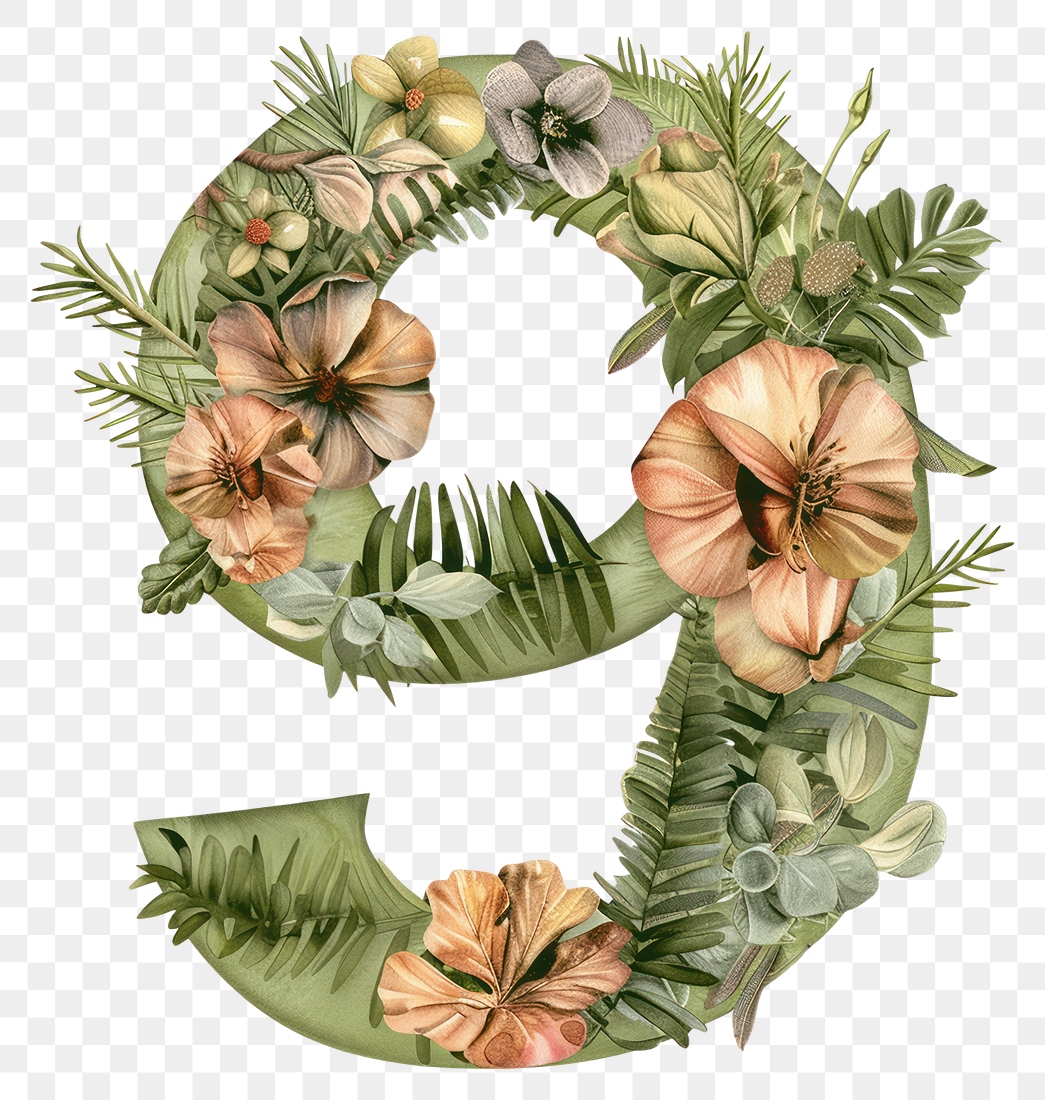 PNG letter number 9 nature | Premium PNG - rawpixel
