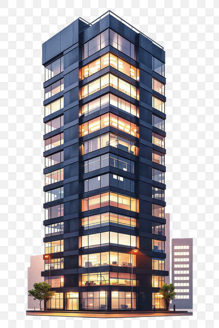 PNG Exterior highrise building dusk | Premium PNG - rawpixel