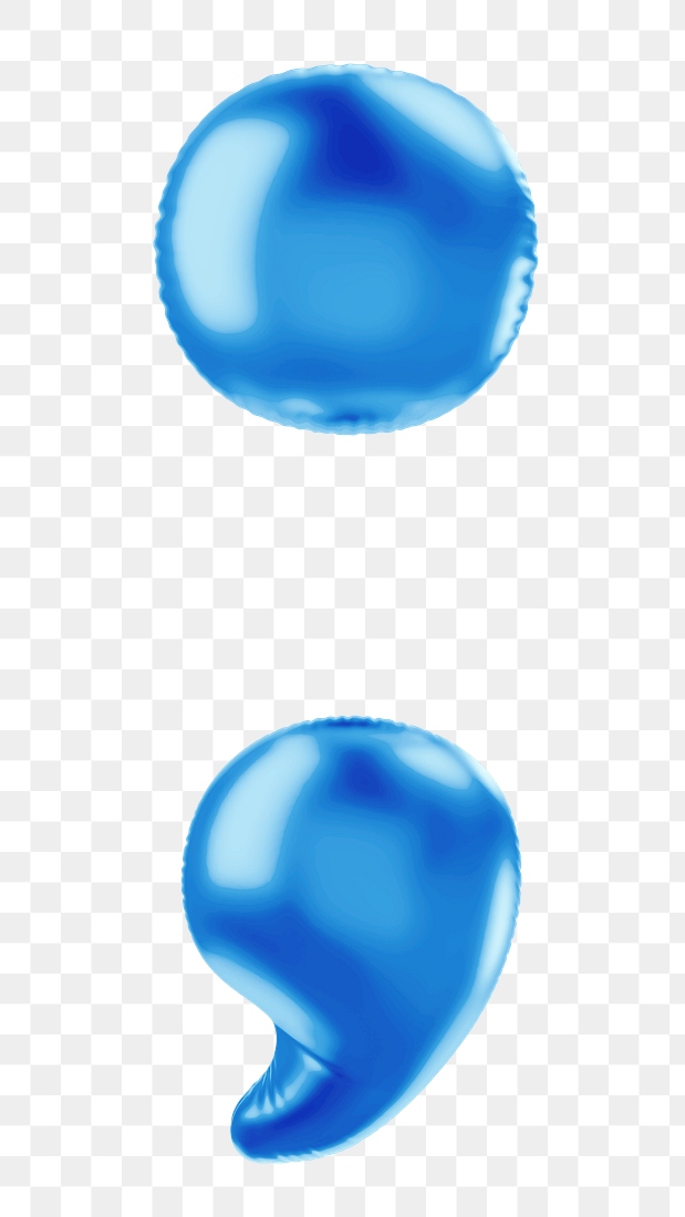 Semicolon png 3D blue balloon | Free PNG - rawpixel