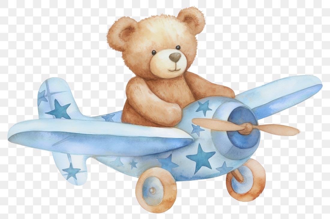 PNG flying bear plane, watercolor | Premium PNG - rawpixel