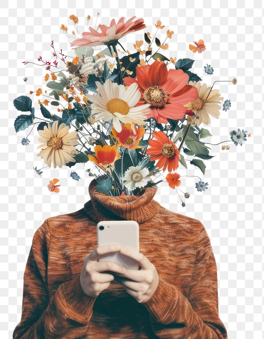 PNG Person using phones flower | Premium PNG - rawpixel