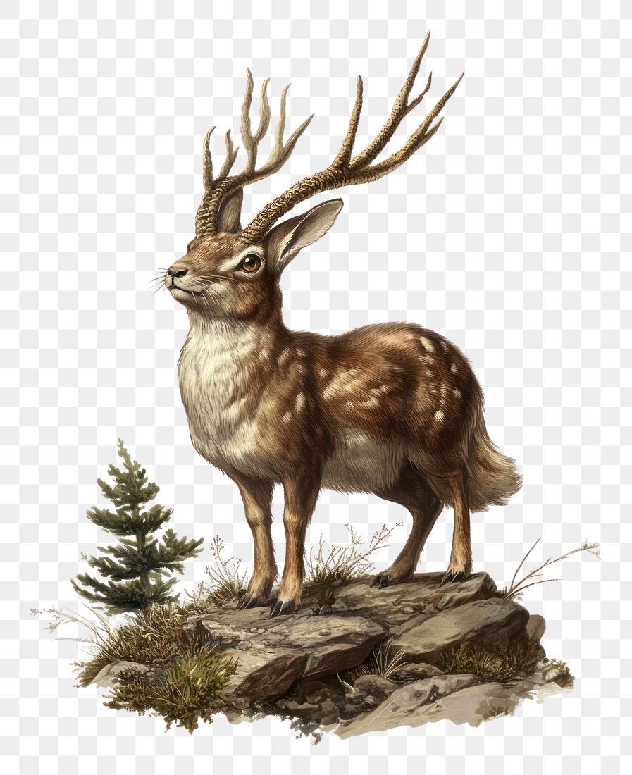 PNG Jackalope illustration wildlife antlers. | Free PNG - rawpixel