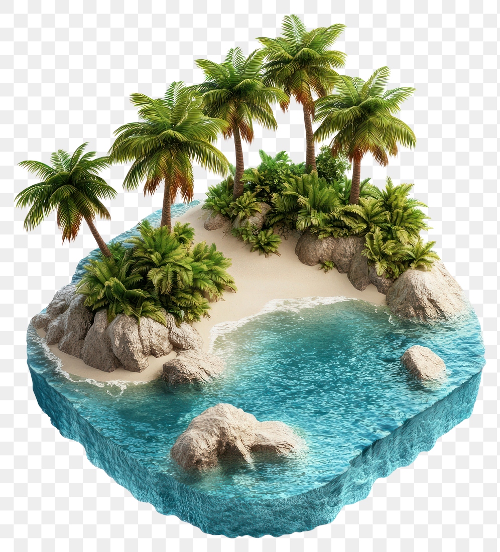 PNG Island trees nature ocean. | Free PNG - rawpixel