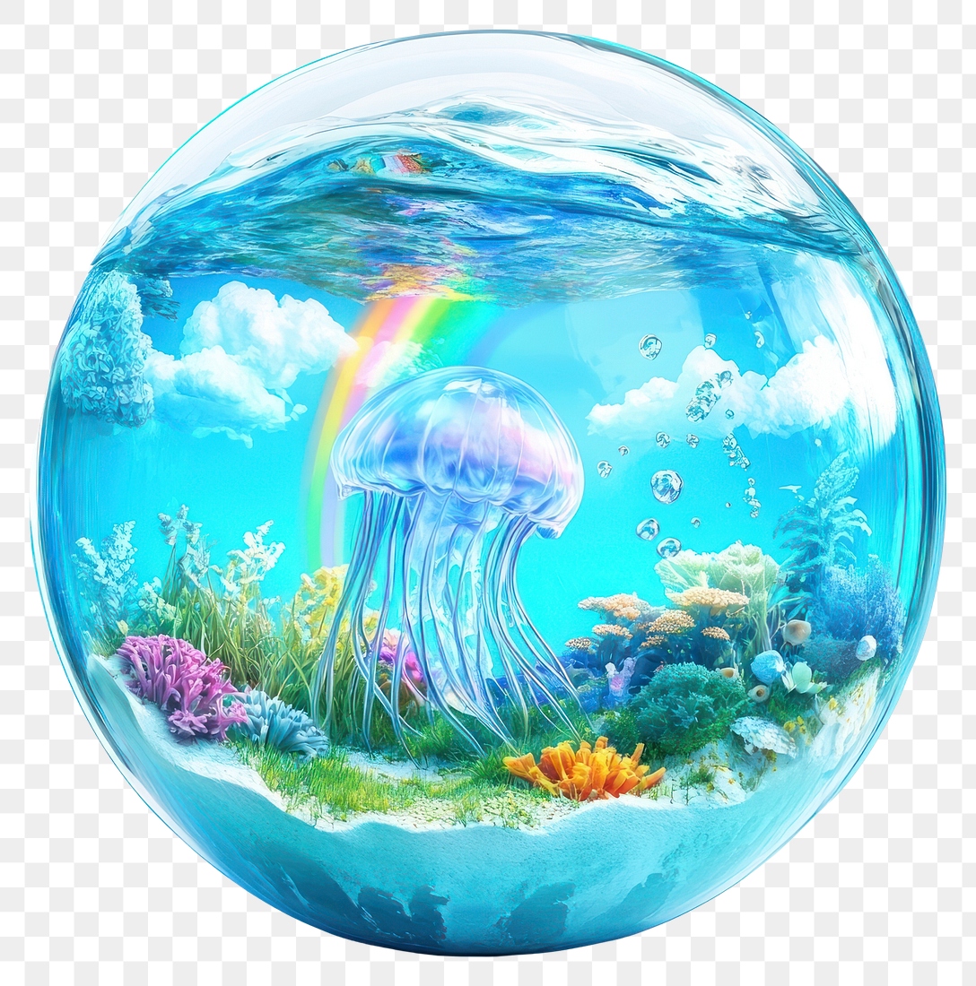 PNG Jellyfish rainbow sphere water. | Free PNG - rawpixel