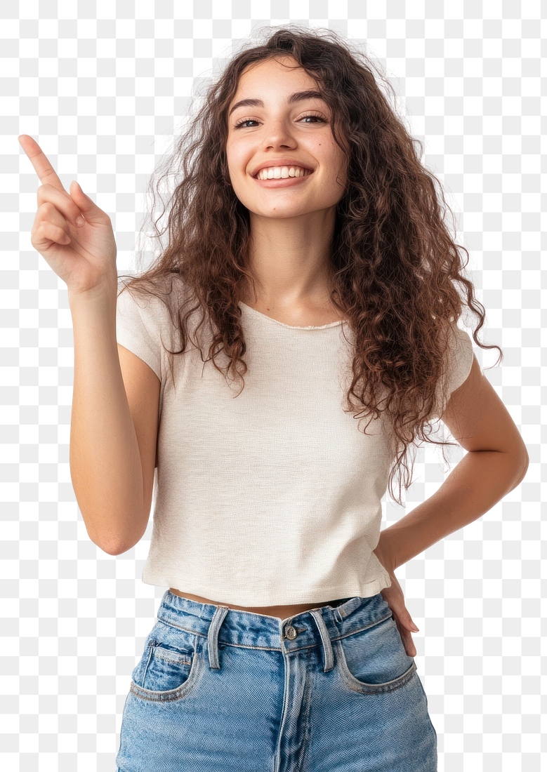 PNG Smiling woman pointing background | Free PNG - rawpixel