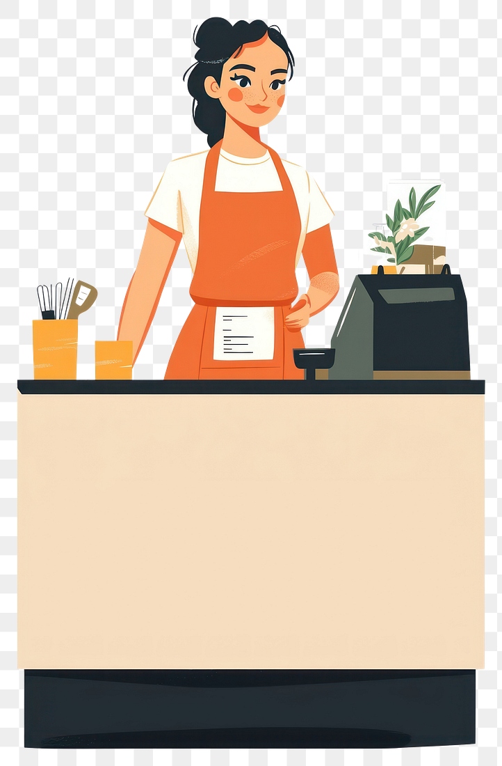 PNG Woman cashier apron illustration | Free PNG - rawpixel