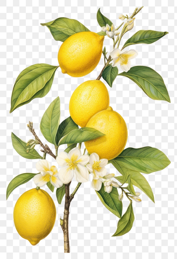 PNG Lemon branch flower lemon | Free PNG - rawpixel
