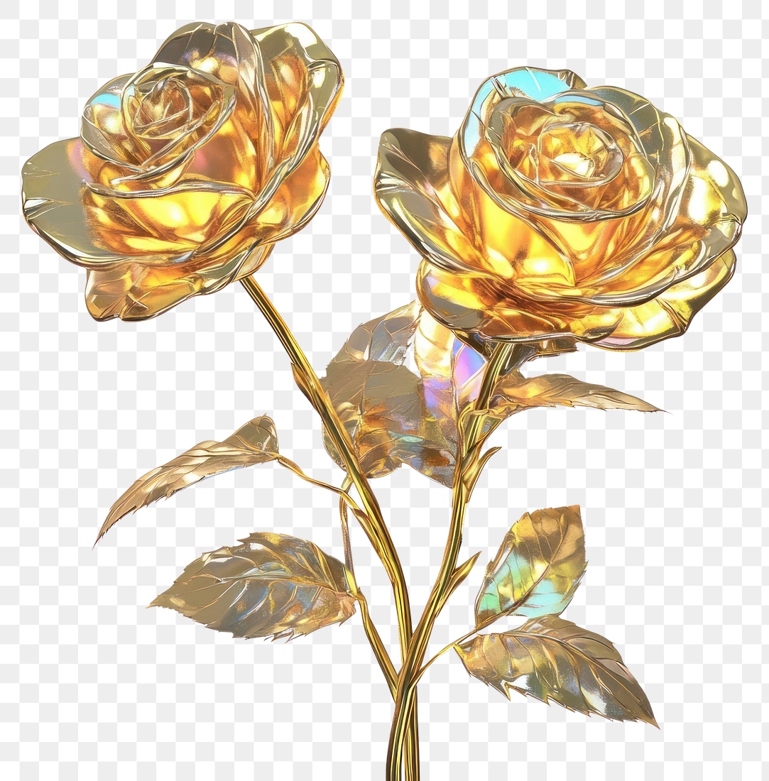 PNG Gold roses flowers art | Free PNG - rawpixel
