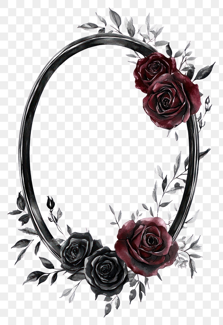 PNG Oval frame roses illustration | Premium PNG - rawpixel