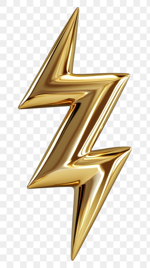 PNG dynamic thunderbolt gold metallic | Free PNG - rawpixel