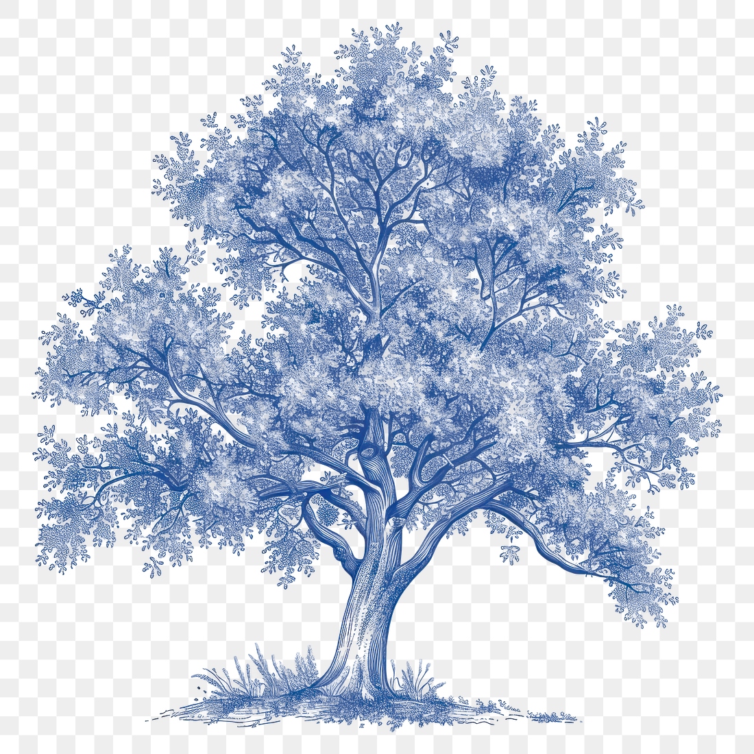PNG Tree drawing blue art. | Free PNG - rawpixel