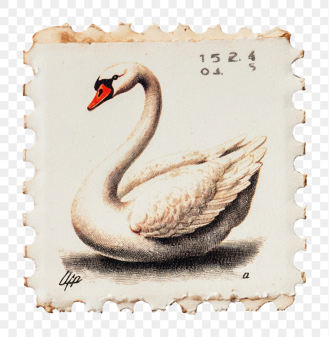 PNG Swan postage stamp vintage | Free PNG - rawpixel