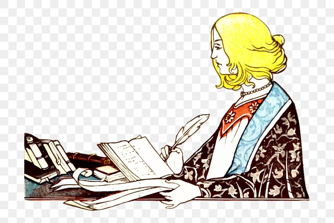 Woman writing png sticker illustration, | Free PNG - rawpixel