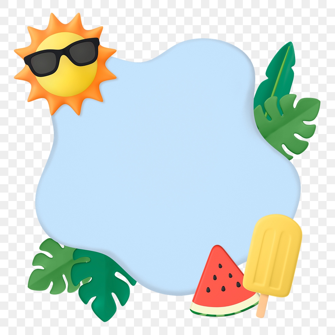 Summer frame png, 3D tropical | Premium PNG - rawpixel