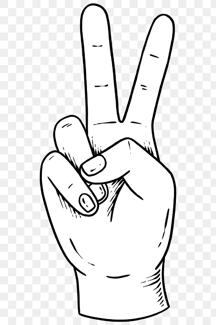 Victory hand sign drawing design | Free PNG Sticker - rawpixel
