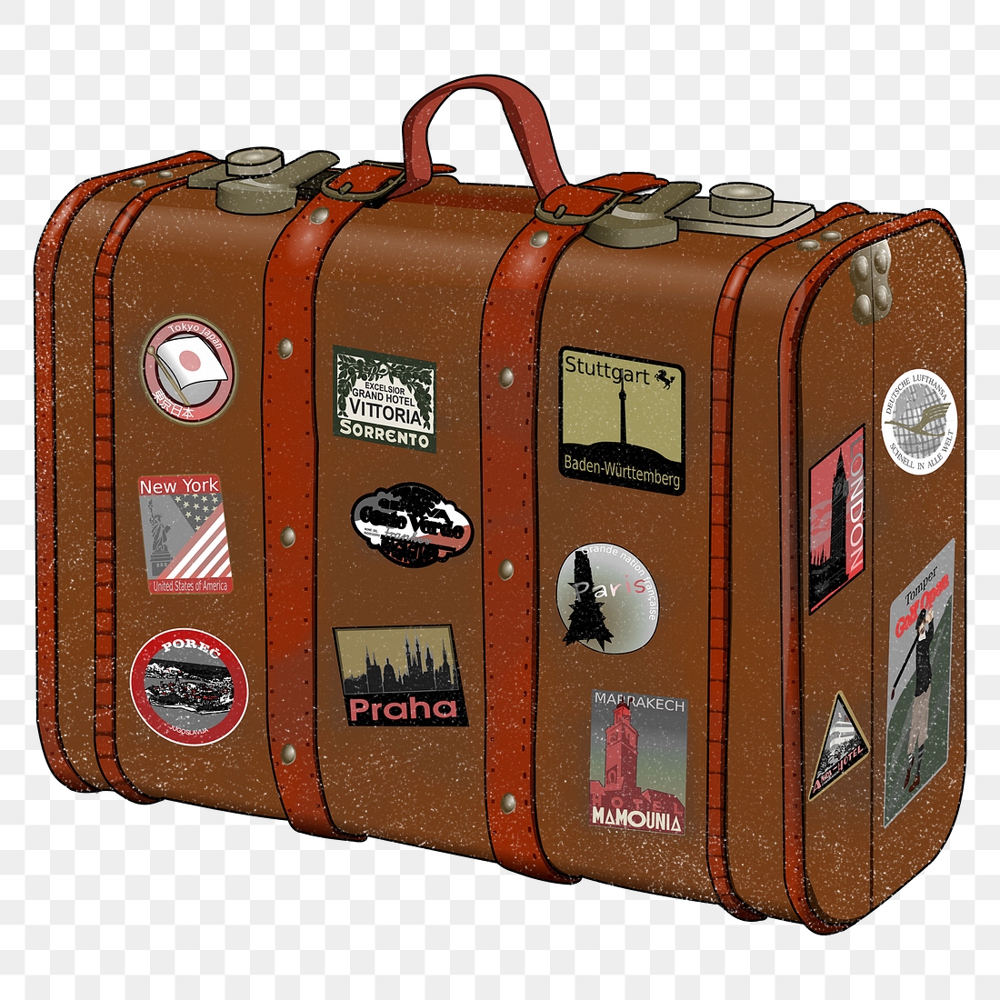 Vintage luggage png sticker, transparent | Free PNG - rawpixel
