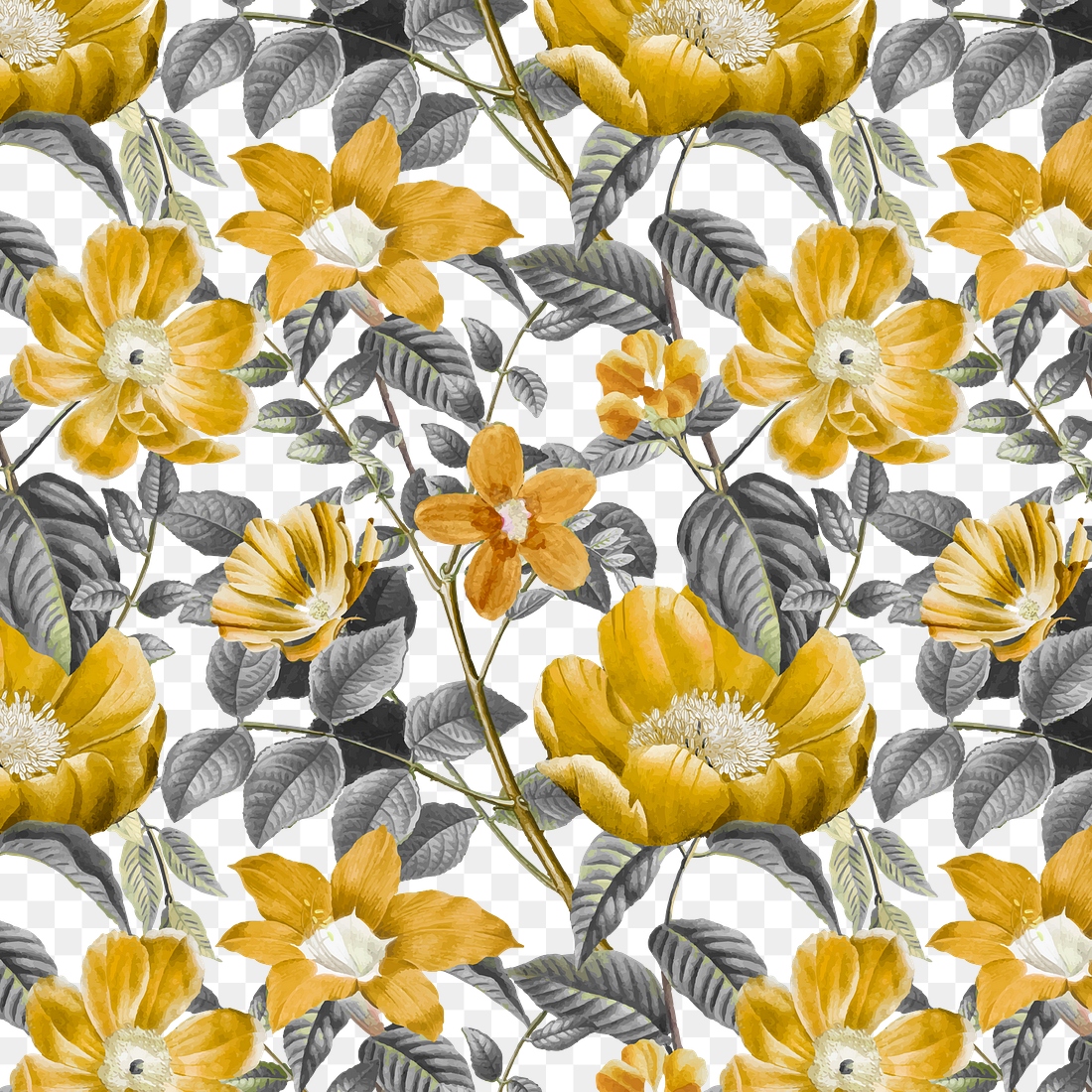 Yellow flower png pattern, transparent | Premium PNG - rawpixel