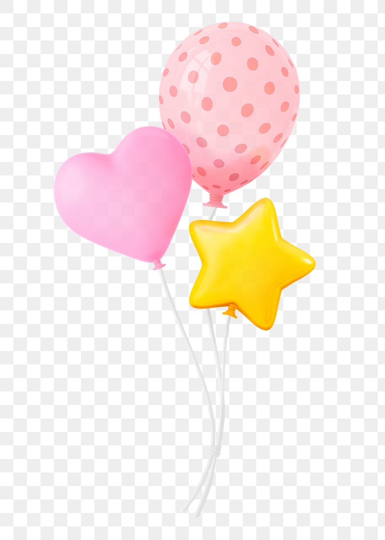 Balloons png sticker, 3d birthday | Premium PNG - rawpixel