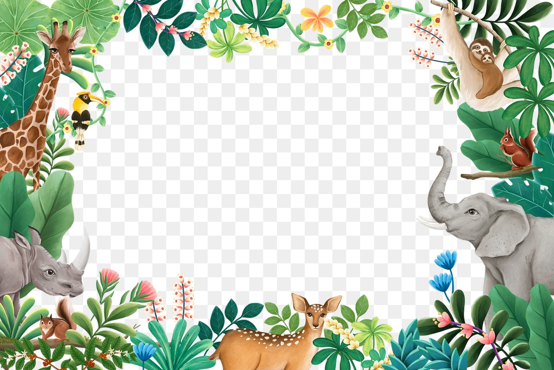 Jungle wildlife png frame, animal | Premium PNG - rawpixel