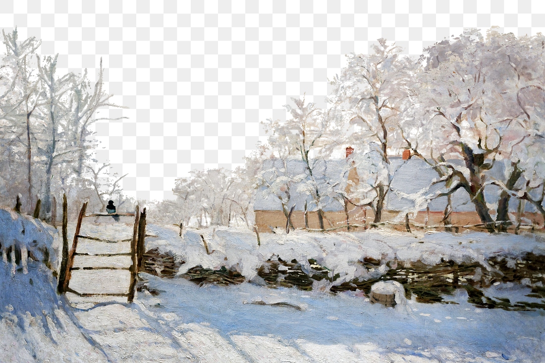 Monet's magpie png border sticker, | Premium PNG - rawpixel