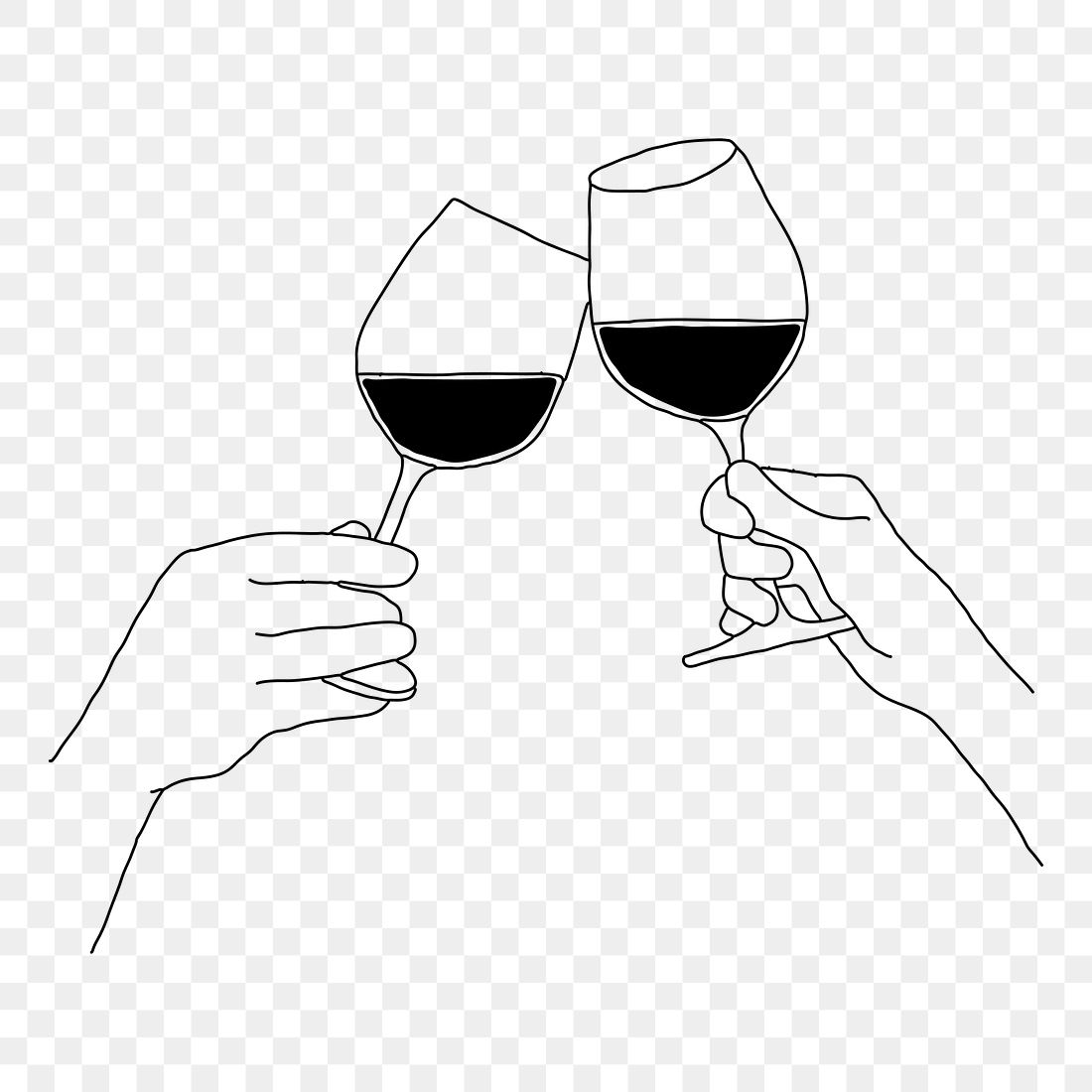Clinking wine glasses png line | Premium PNG - rawpixel