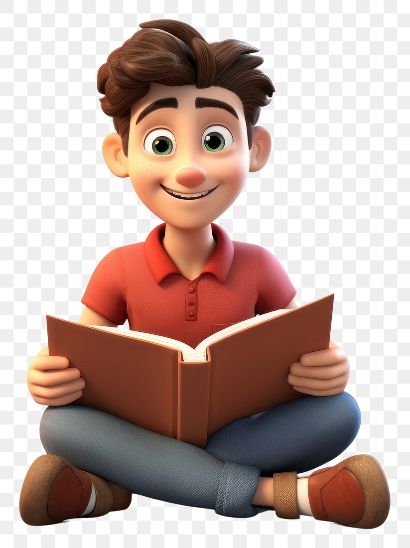 PNG Reading cartoon sitting smiling. | Free PNG - rawpixel