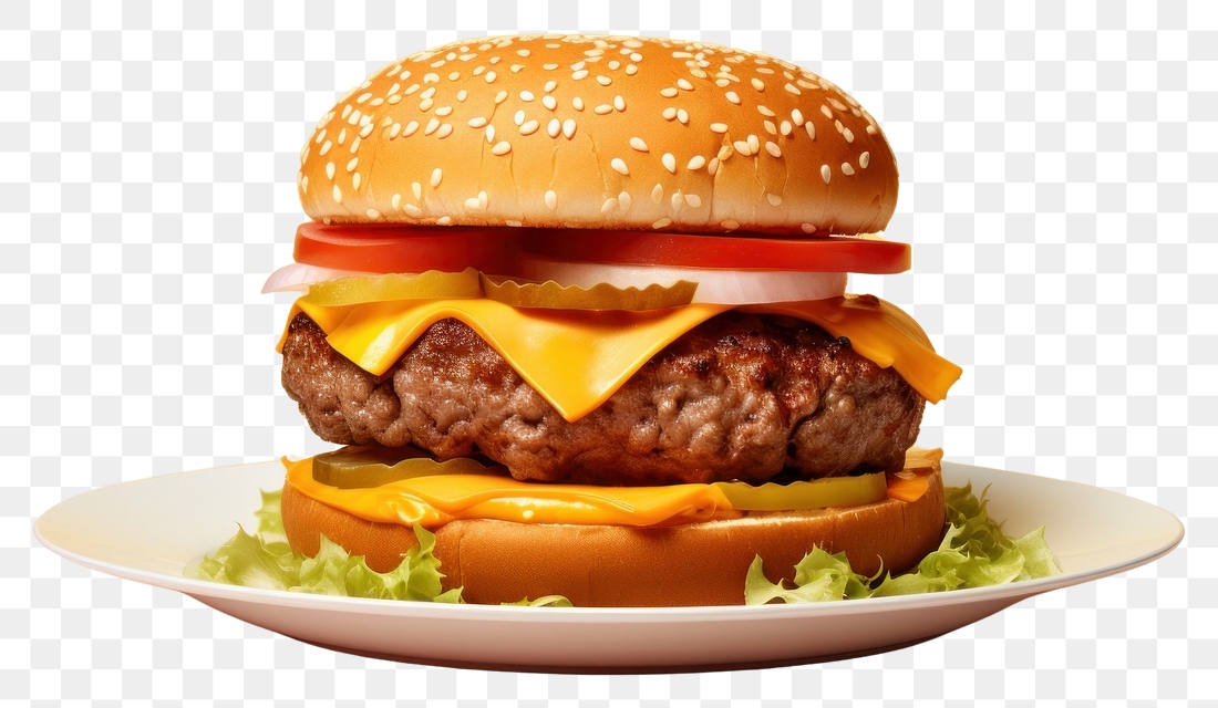 PNG Cheese burger plate food. | Premium PNG - rawpixel
