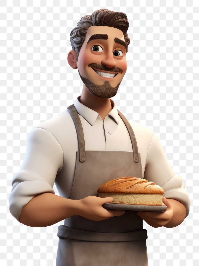 PNG Smiling cartoon adult baker. | Free PNG - rawpixel