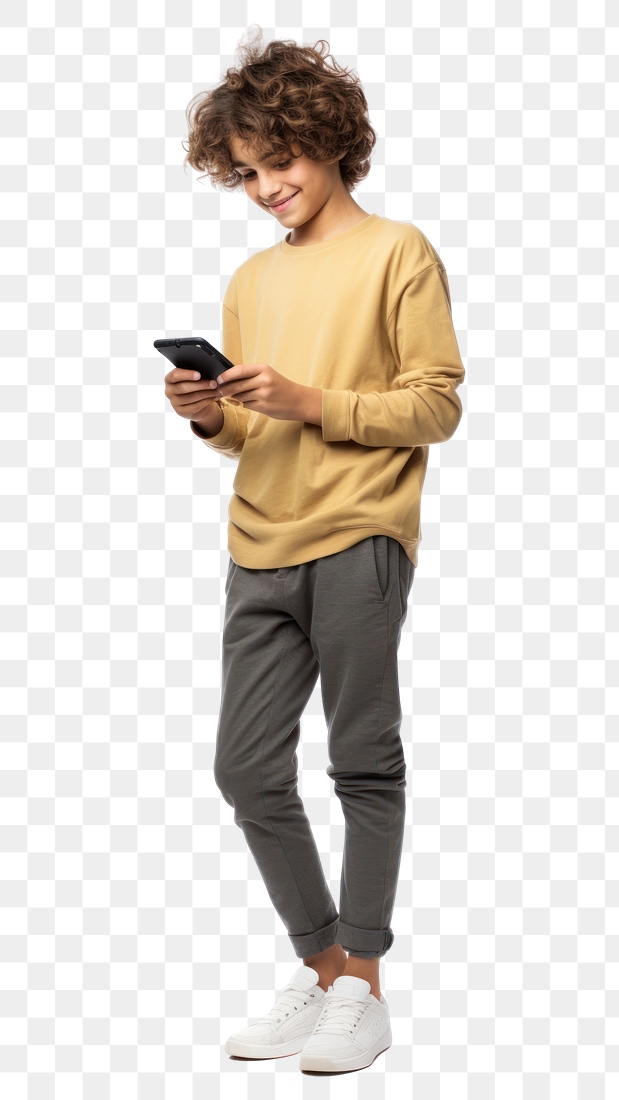 PNG Standing sleeve phone boy. | Premium PNG - rawpixel