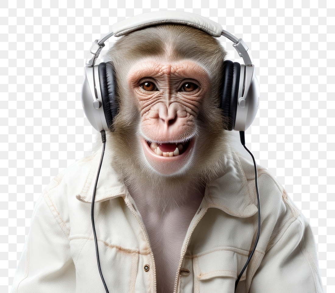 PNG Headphones portrait monkey animal. | Free PNG - rawpixel