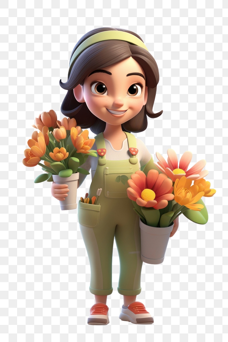 PNG Florist cartoon flower plant. | Premium PNG - rawpixel