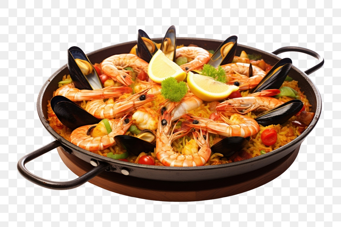 PNG Seafood paella meal dish. | Premium PNG - rawpixel
