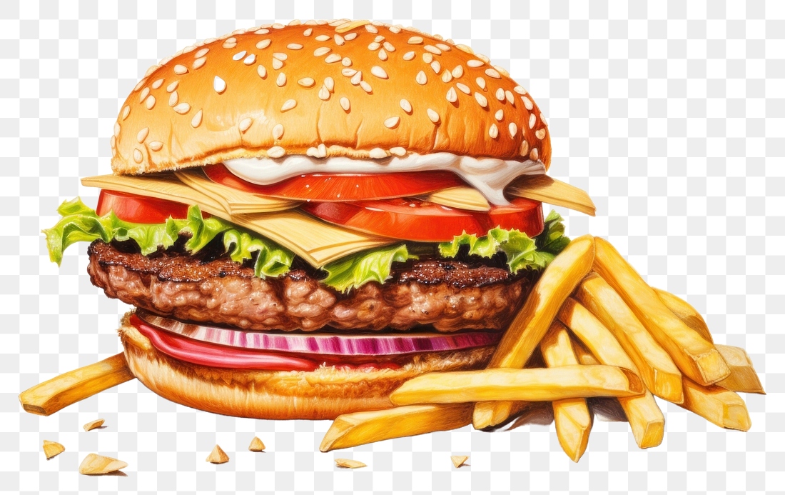 PNG Burger fries food french | Premium PNG - rawpixel