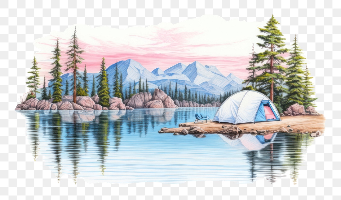 PNG Lake camping outdoors drawing | Premium PNG - rawpixel