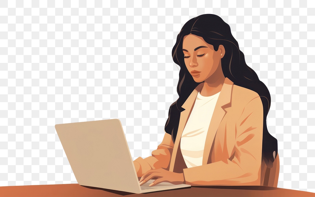 PNG Woman working laptop computer | Premium PNG - rawpixel