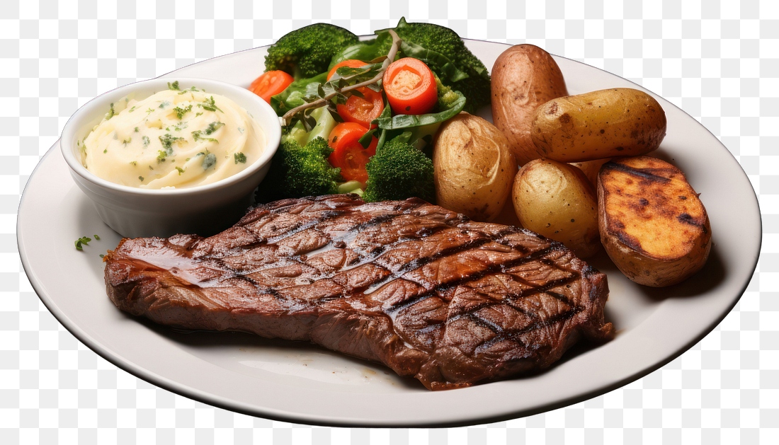 PNG Steak food plate meat. | Premium PNG - rawpixel