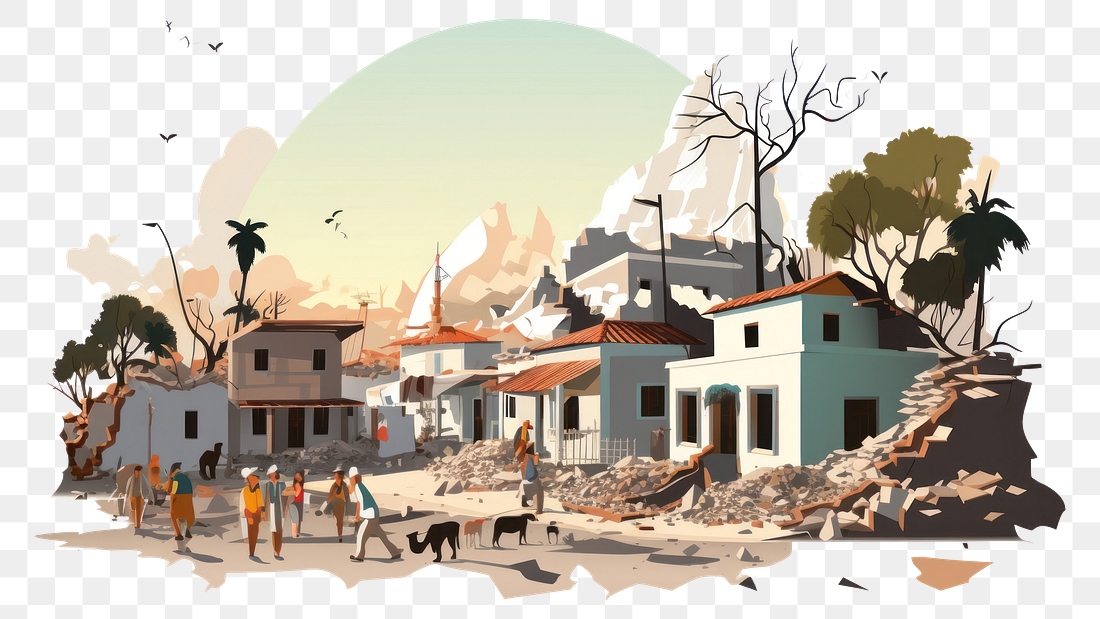 PNG Earthquake city architecture building. | Premium PNG - rawpixel