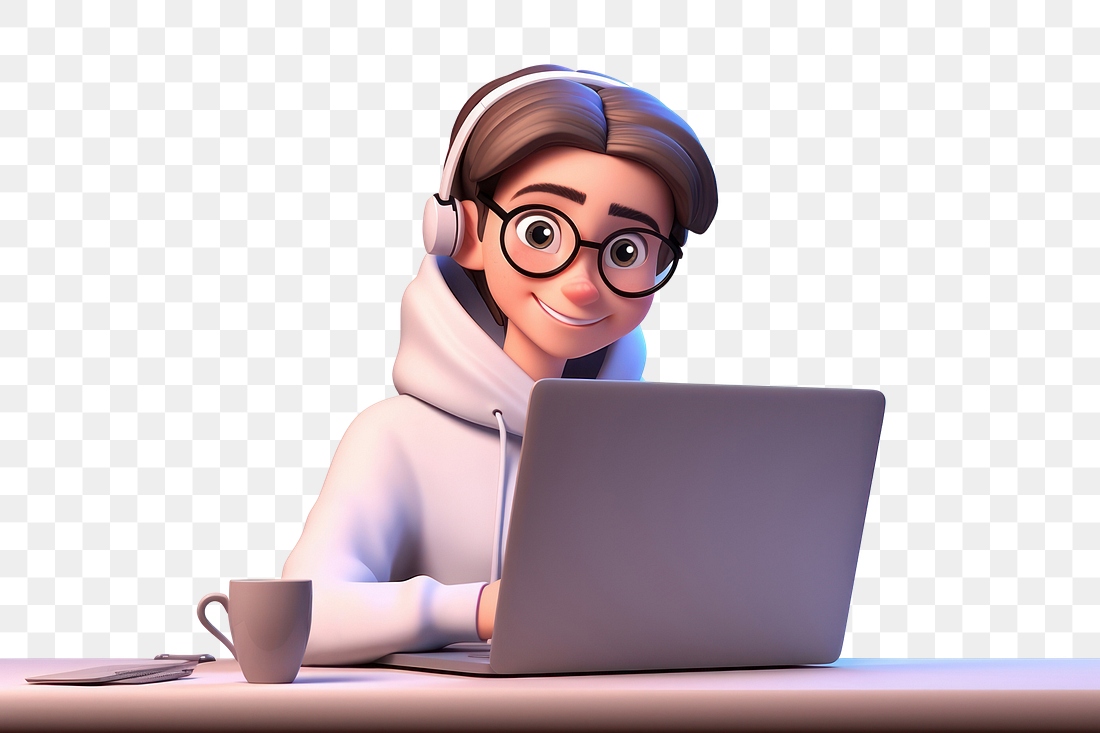 PNG Cartoon laptop computer working. | Premium PNG - rawpixel