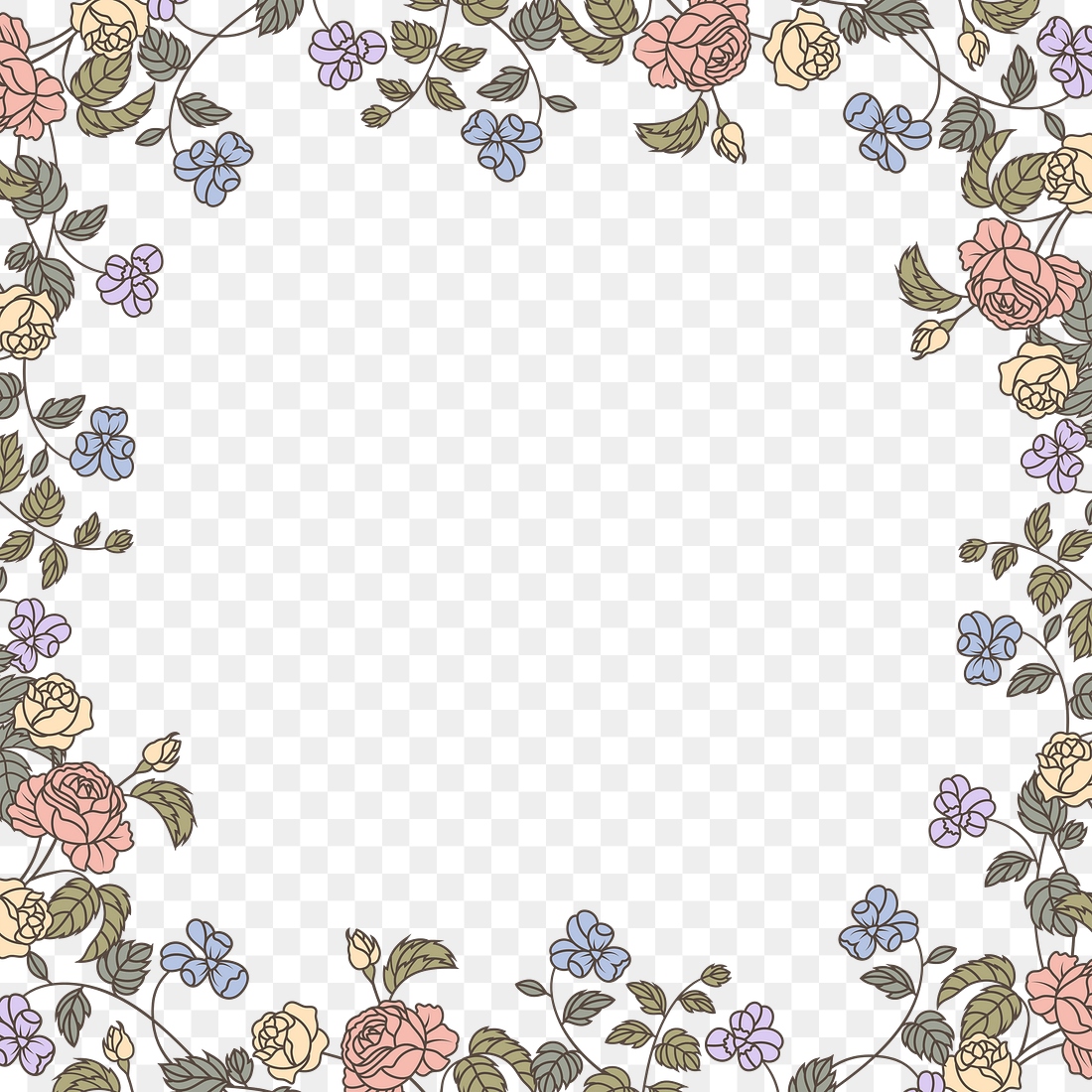 Pastel flower png border, transparent | Premium PNG - rawpixel