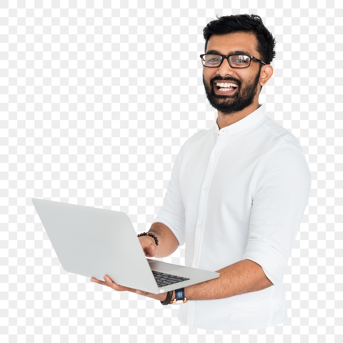 Man holding laptop png element, | Premium PNG - rawpixel