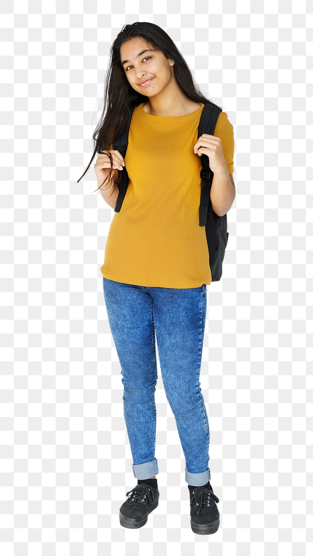 Backpack girl png, transparent background | Premium PNG - rawpixel