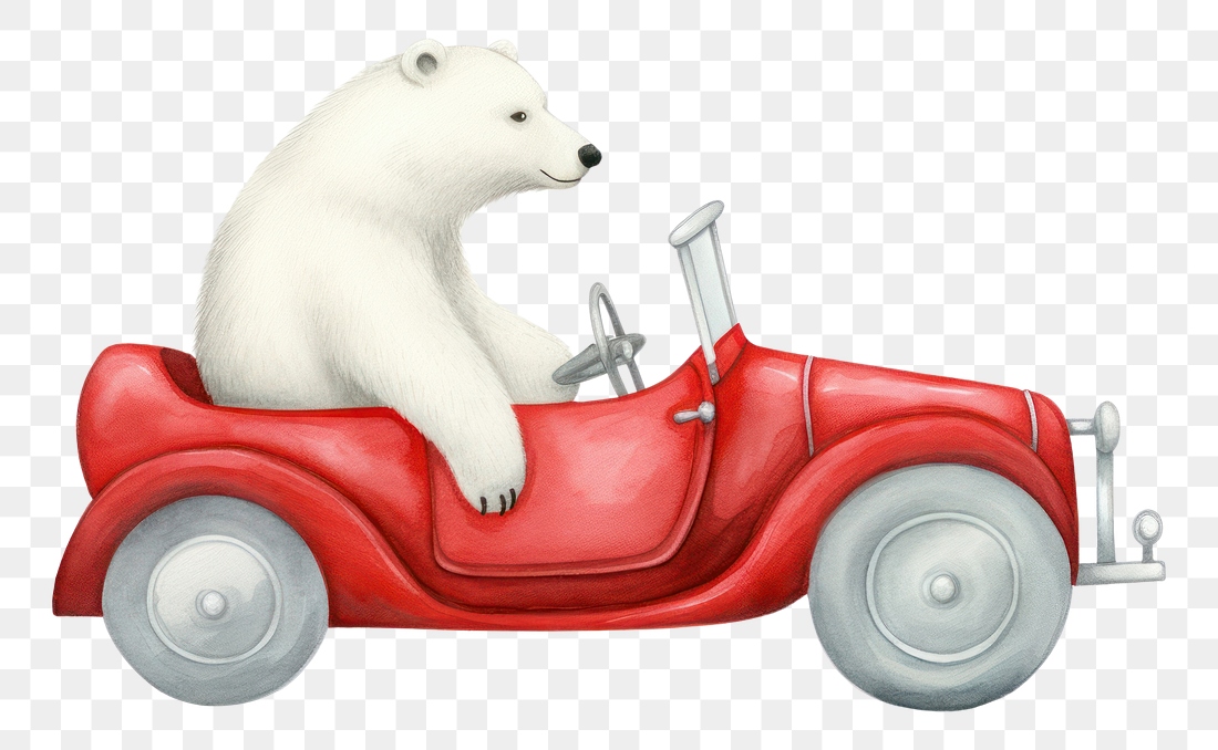 PNG Polar Bear drives red | Premium PNG - rawpixel