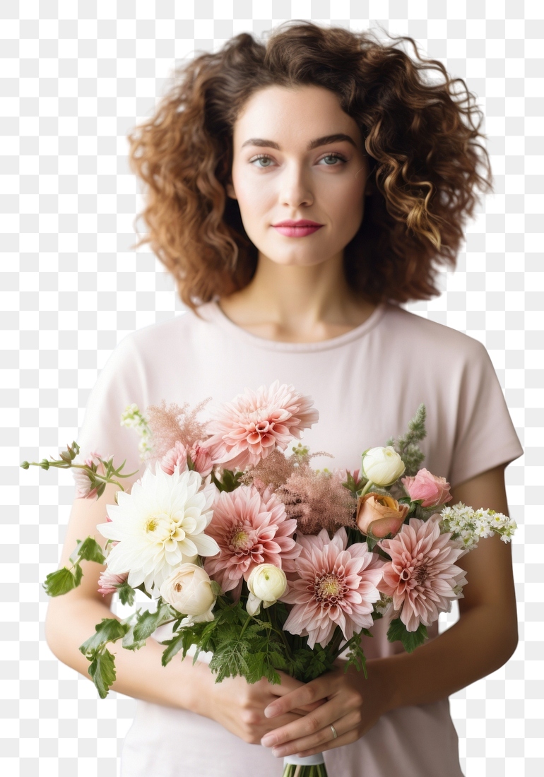 PNG Florist portrait holding flower. | Free PNG - rawpixel