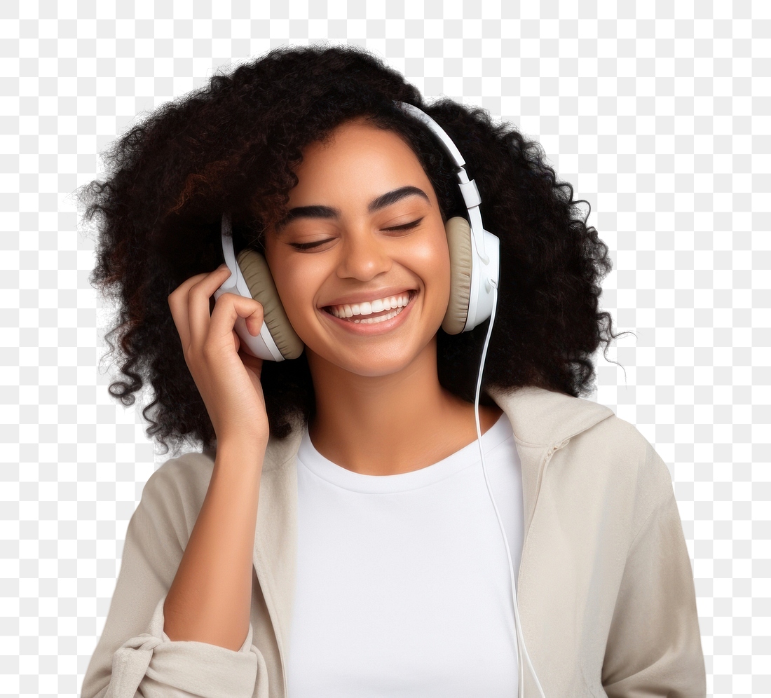 PNG Headphones listening headset smile. | Premium PNG - rawpixel