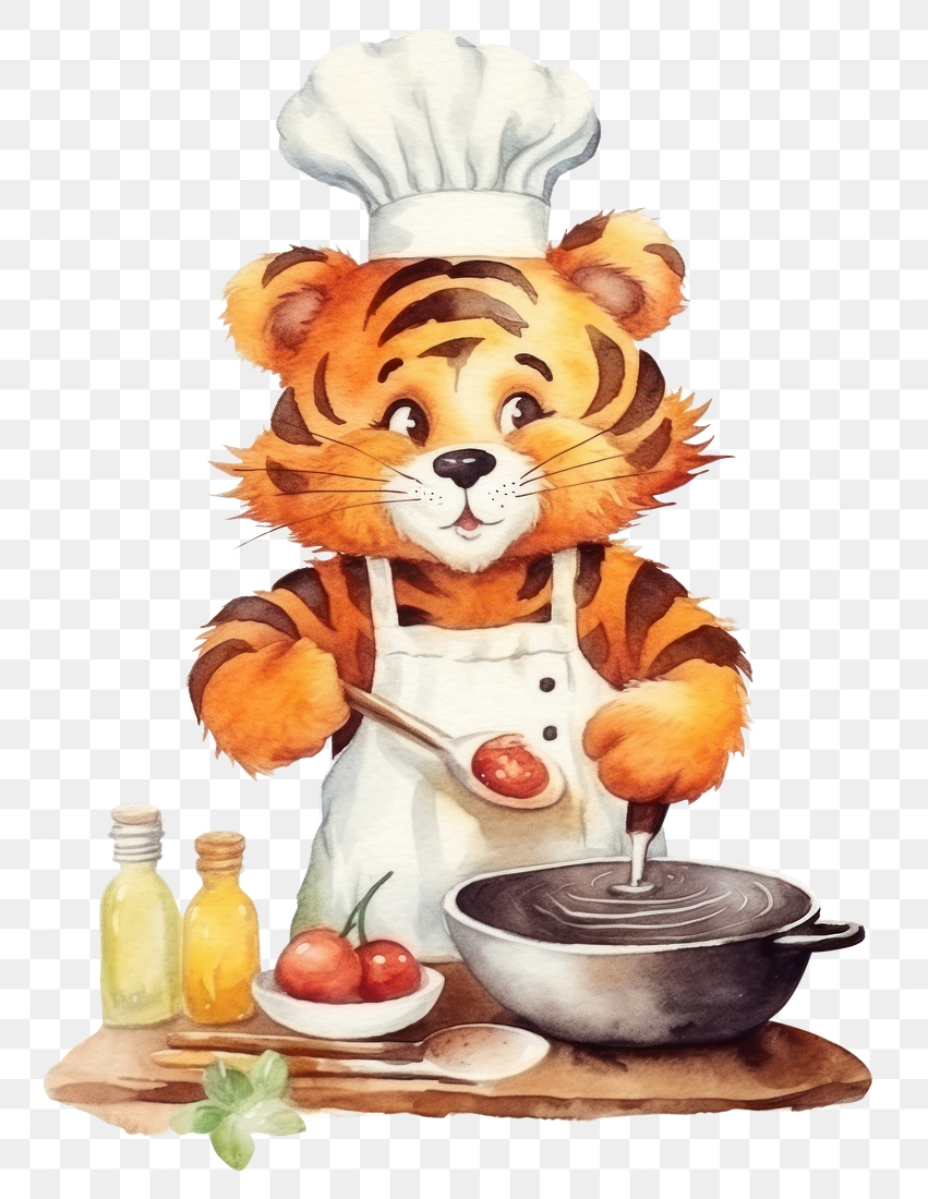 PNG Characters tiger cooking cartoon | Free PNG - rawpixel