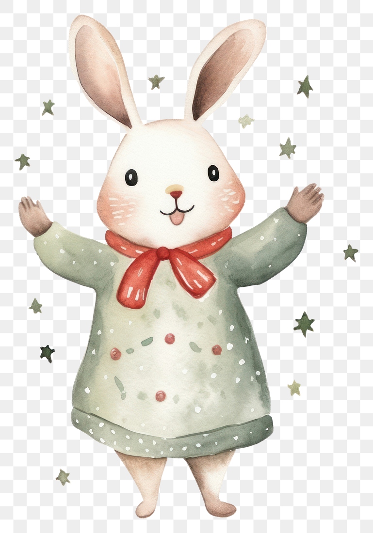 PNG Christmas rabbit cartoon cute | Premium PNG - rawpixel