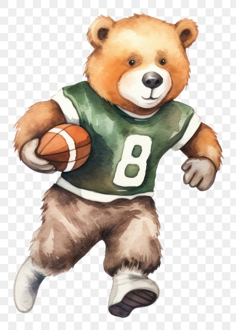 PNG Bear playing football cartoon | Free PNG - rawpixel