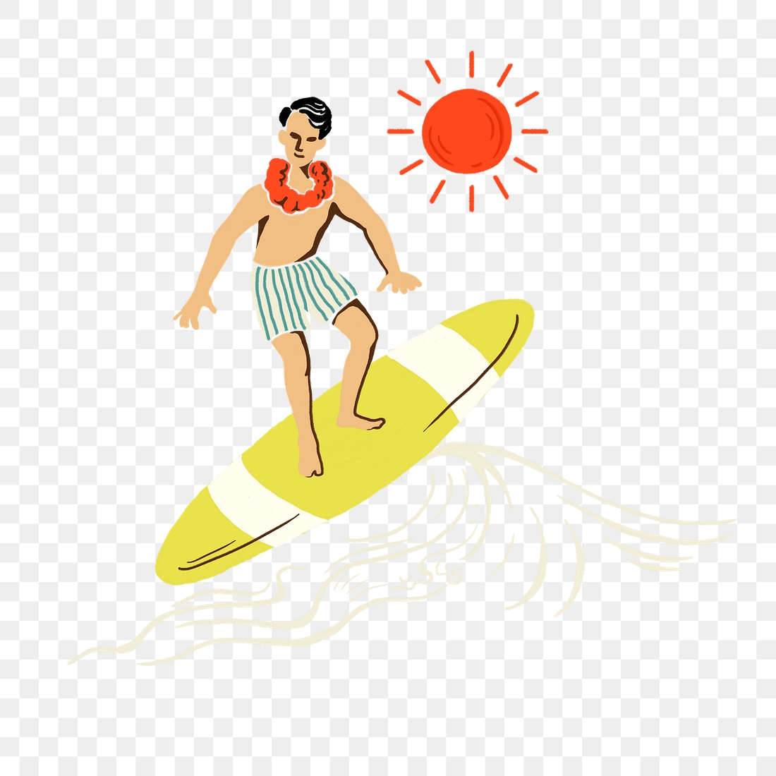 PNG Man surfing retro illustration, | Premium PNG - rawpixel