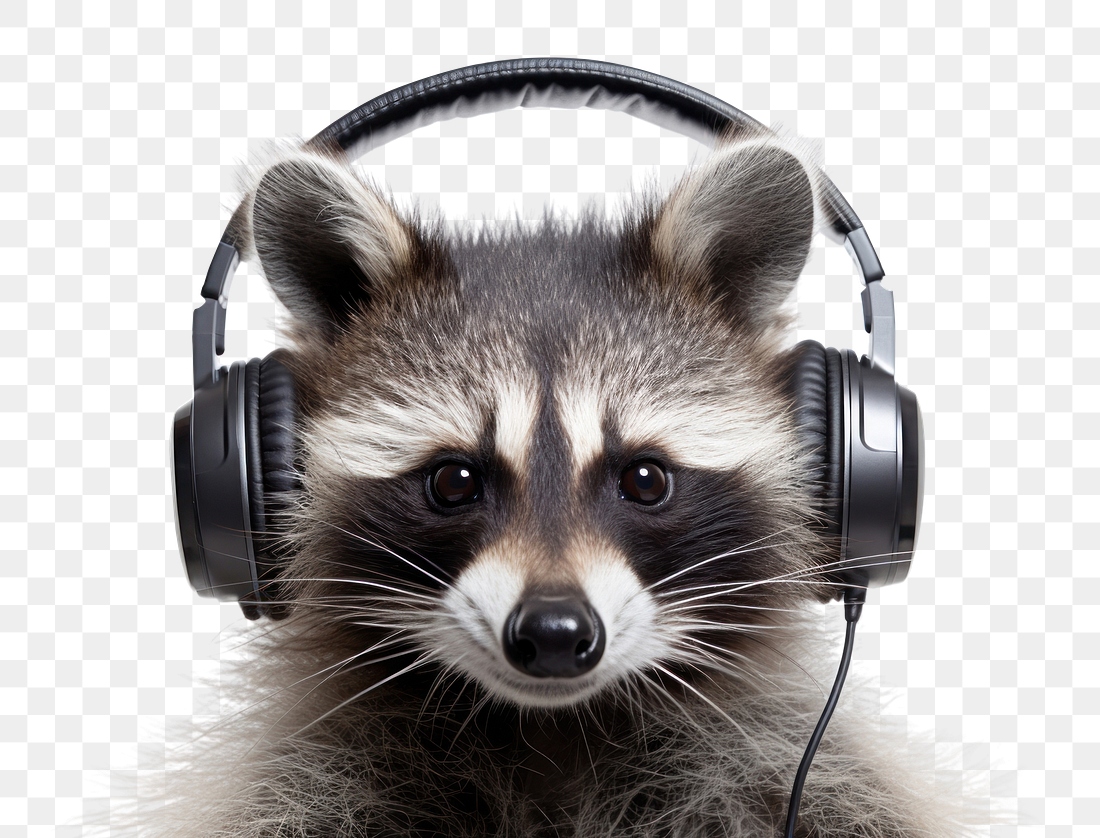 PNG Headphones raccoon headset mammal. | Free PNG - rawpixel
