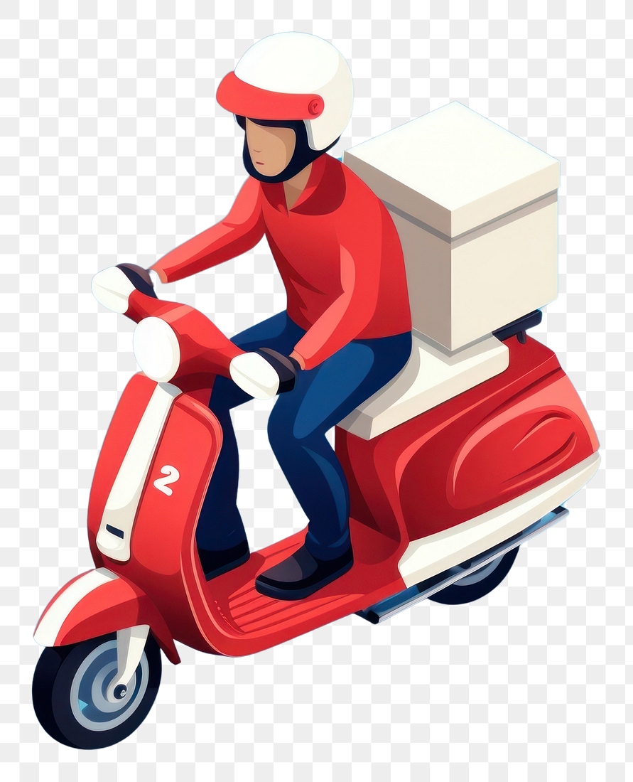 PNG Delivery man riding scooter | Premium PNG - rawpixel